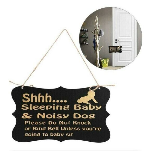 Beaches & Brandy | Wall Decor | Shhh Sleeping Baby Noisy Dog Chic Door ...